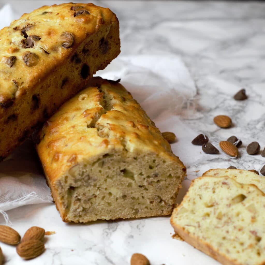 Banana Bread with Almonds and Chocolate Chips - Delicious by Design