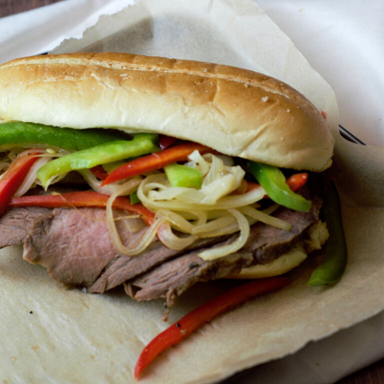 Tri-Tip Sandwich with Peppers and Onions - Delicious by Design