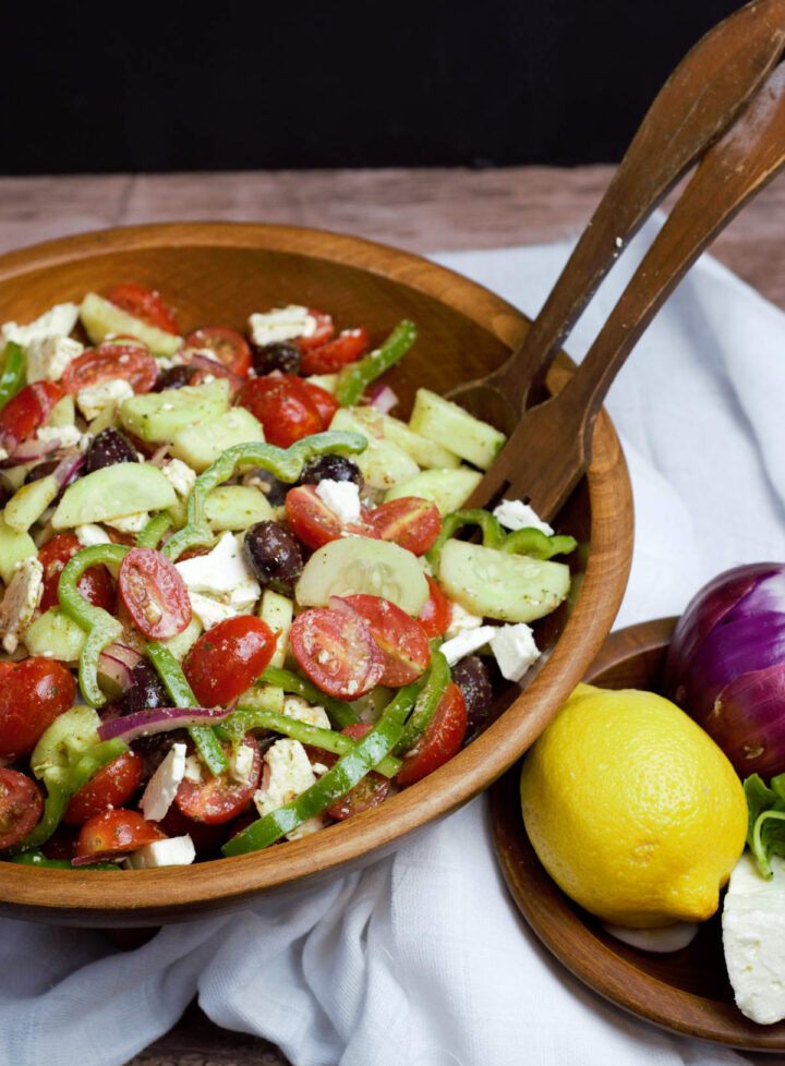 Traditional Greek Salad with Homemade Greek Dressing - Delicious by Design